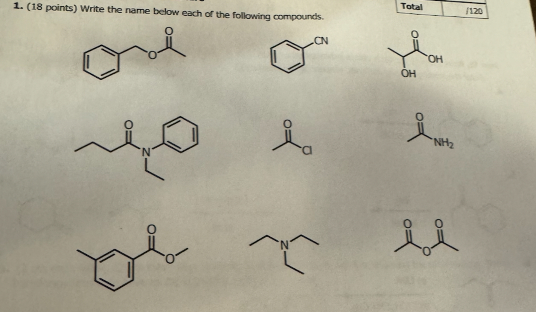 Solved Write the name below each of the following compounds. | Chegg.com