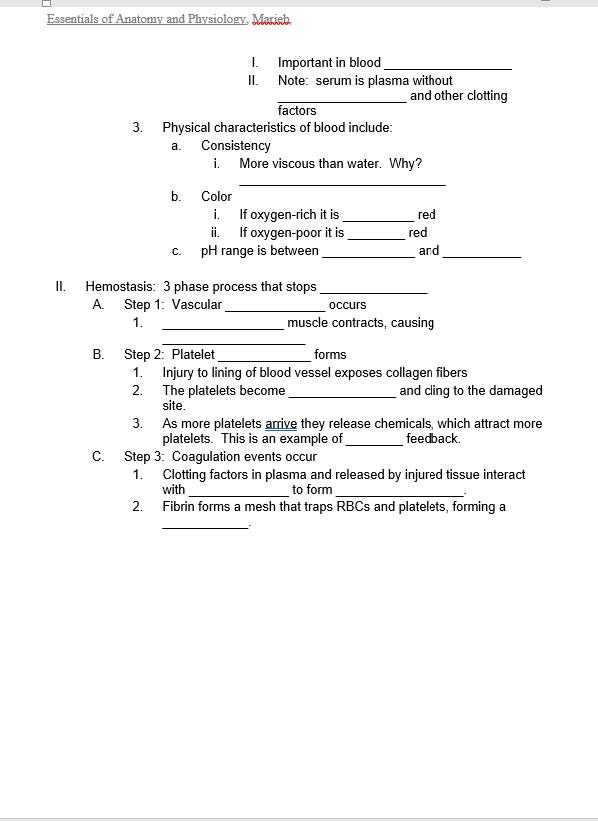 Solved Essentials of Anatomy and Physiology. Marieb 1. | Chegg.com
