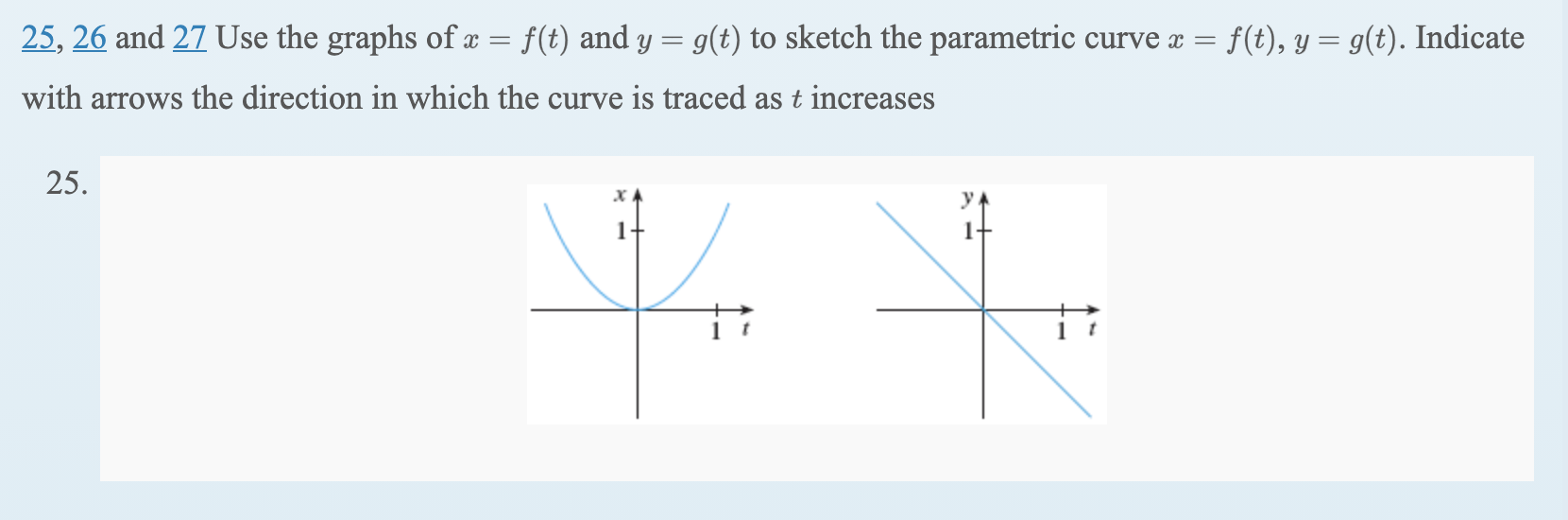 Solved 25, 26 and 27 Use the graphs of x = f(t) and y=g(t) | Chegg.com