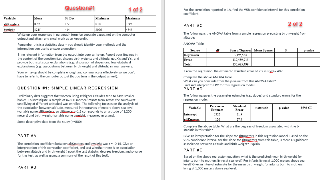 Q#1 part #A thru part #EQ#2 part A thru part #H - the | Chegg.com