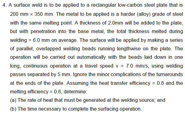 Solved 4. A surface weld is to be applied to a rectangular | Chegg.com
