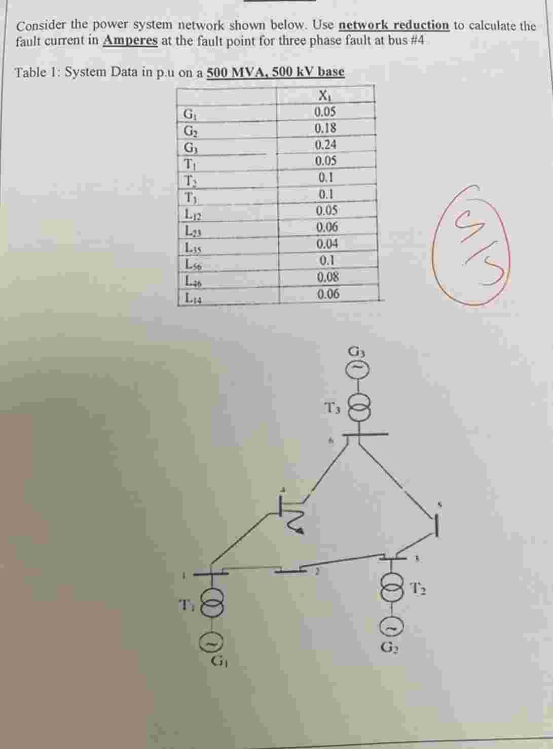 Solved Consider the power system network shown below. Use | Chegg.com