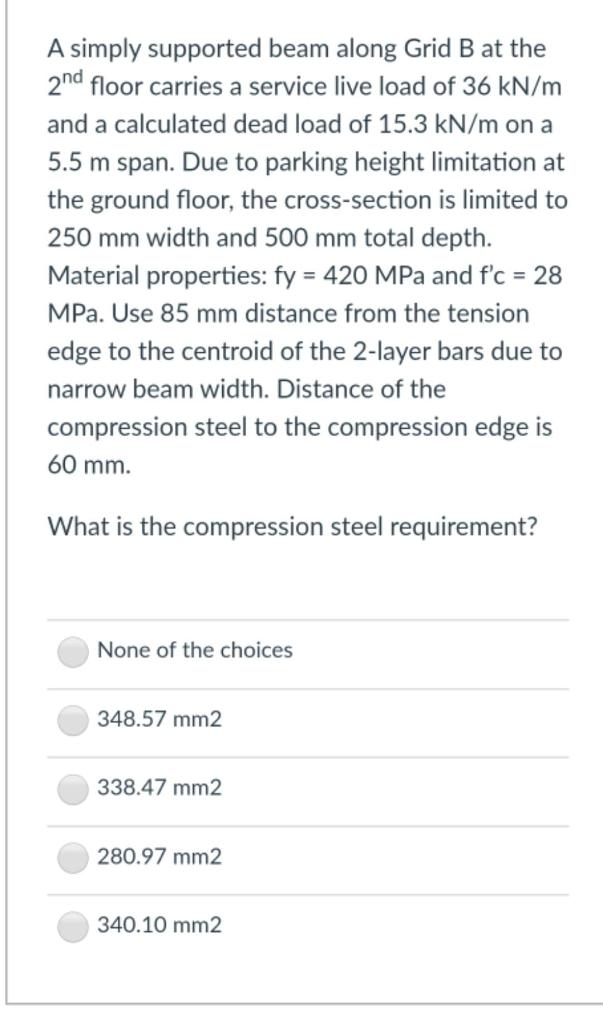 Solved A simply supported beam along Grid B at the 2nd floor | Chegg.com