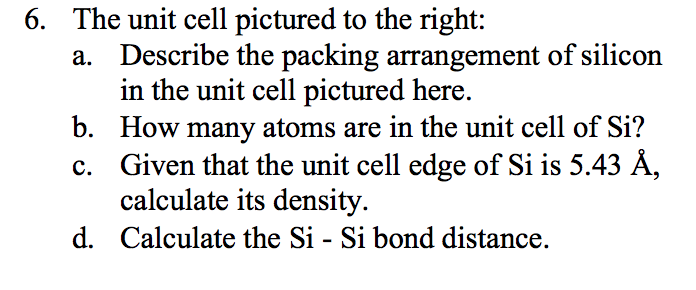 Solved 6. The unit cell pictured to the right: a. Describe | Chegg.com