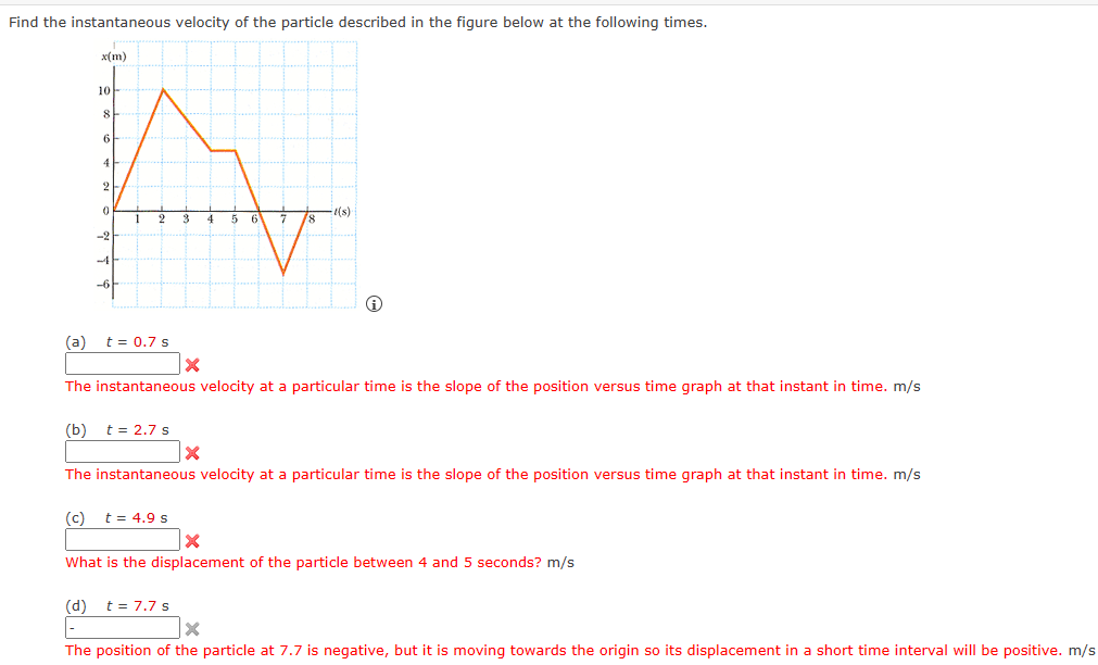 Solved the instantaneous velocity of the particle described | Chegg.com