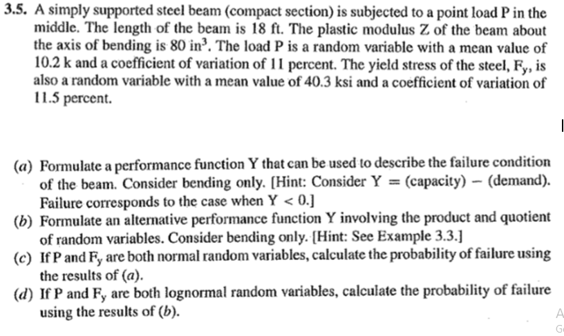 3.5. A simply supported steel beam (compact section) | Chegg.com