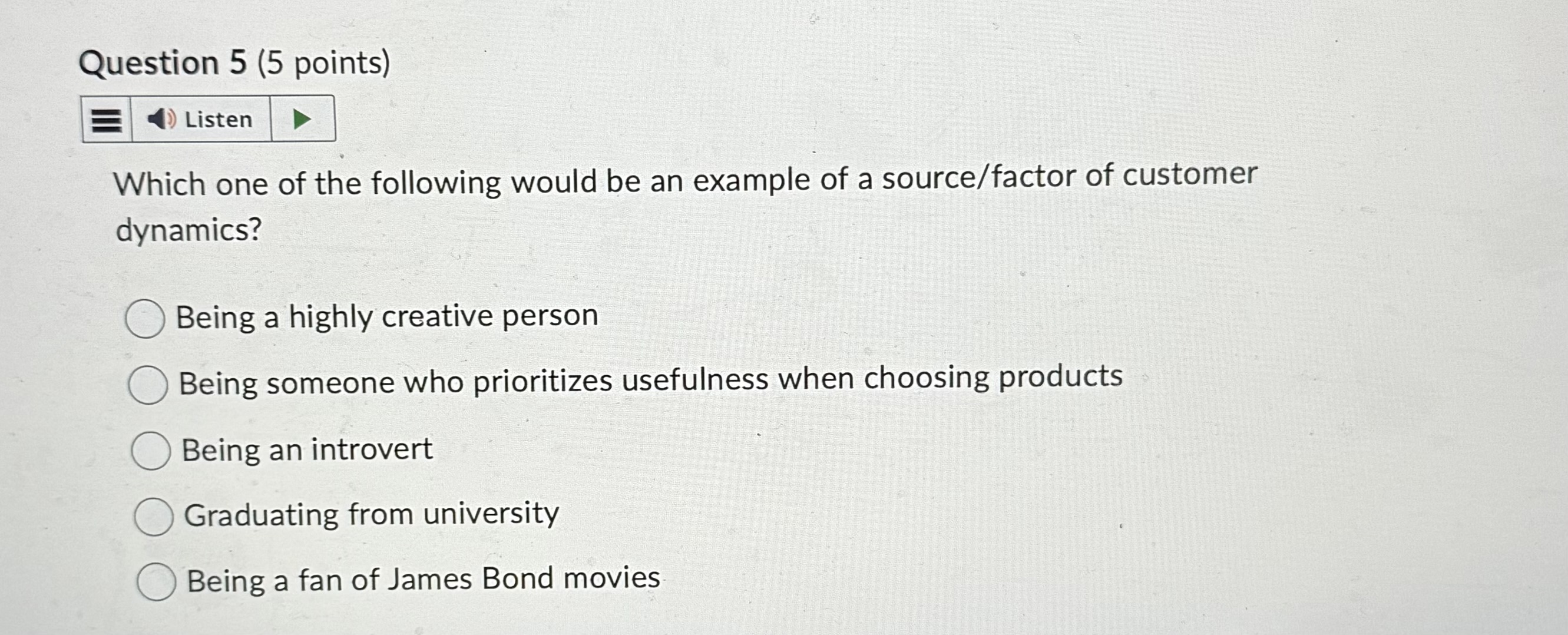 Solved Question 5 (5 ﻿points)Which one of the following | Chegg.com