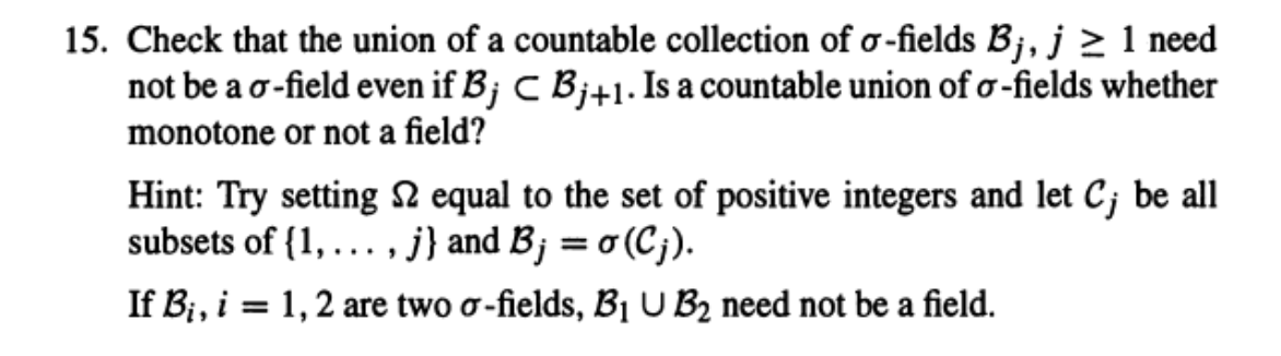Solved 15. Check that the union of a countable collection of | Chegg.com
