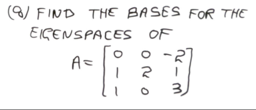 Solved (8) FIND THE BASES FOR THE EIGENSPACES OF | Chegg.com