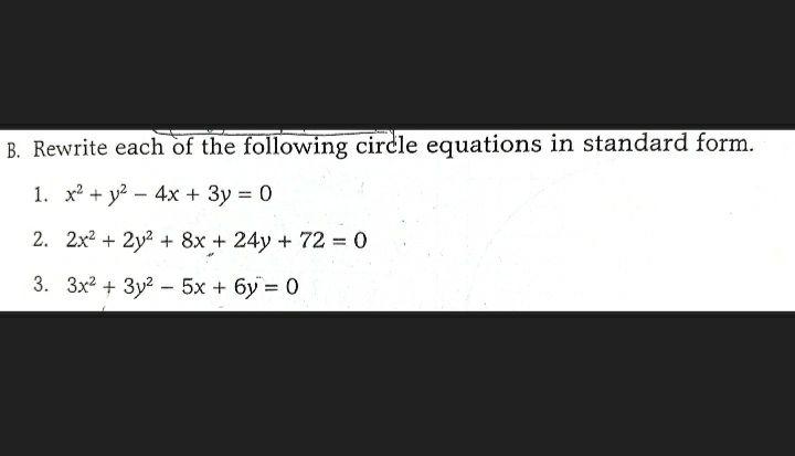 Solved B. Rewrite each of the following circle equations in | Chegg.com