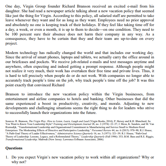 Solved One day, Virgin Group founder Richard Branson | Chegg.com