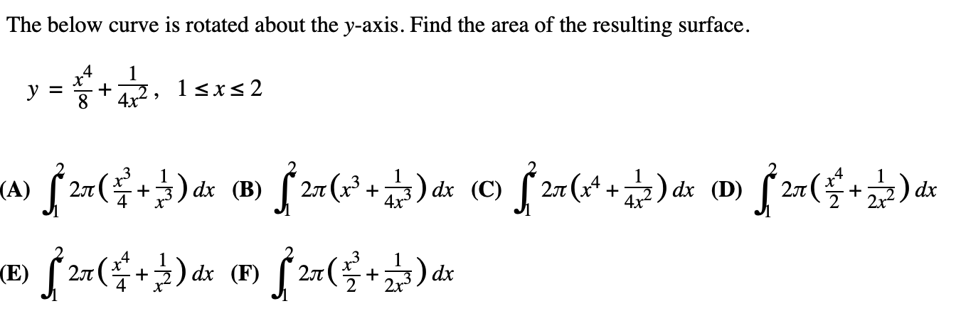 Solved The below curve is rotated about the y-axis. Find the | Chegg.com