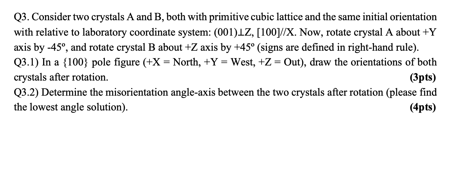 Solved Q3. ﻿Consider two crystals A and B, ﻿both with | Chegg.com