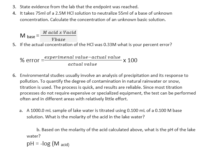 Solved Data Table Volume of HCl used (VHS) Final reading | Chegg.com