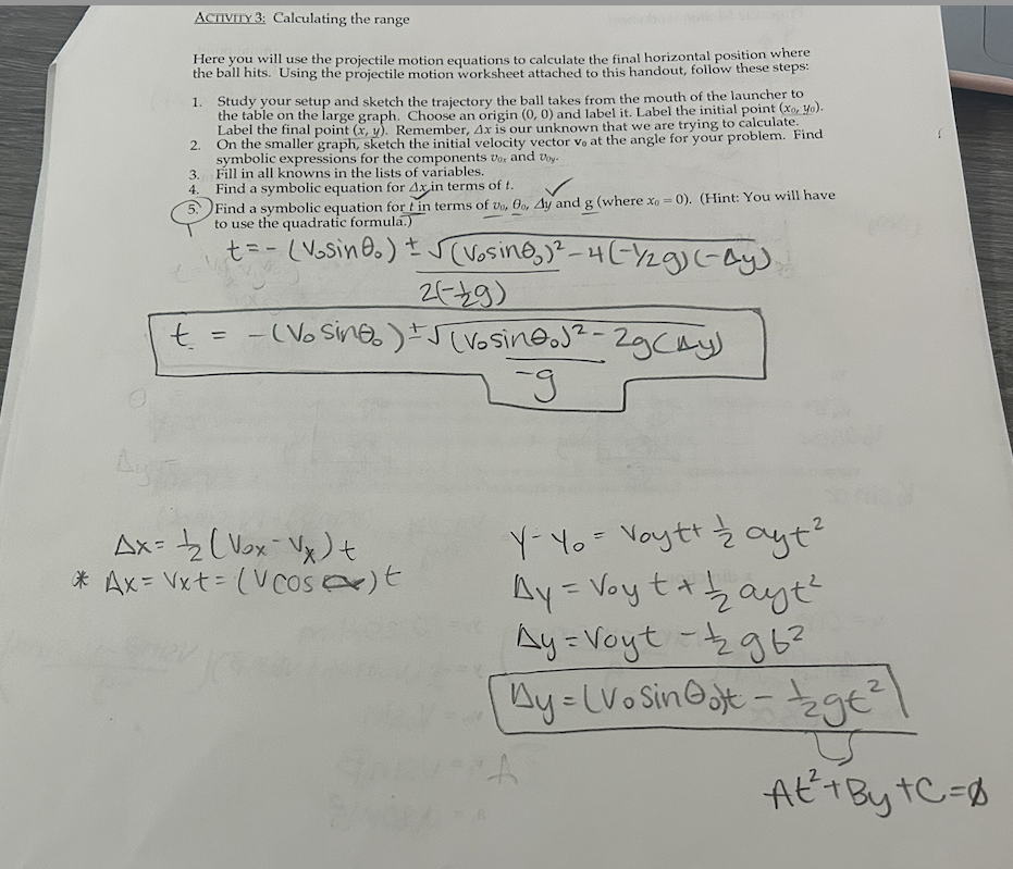 Acrivitr 3: Calculating the range Here you will use | Chegg.com