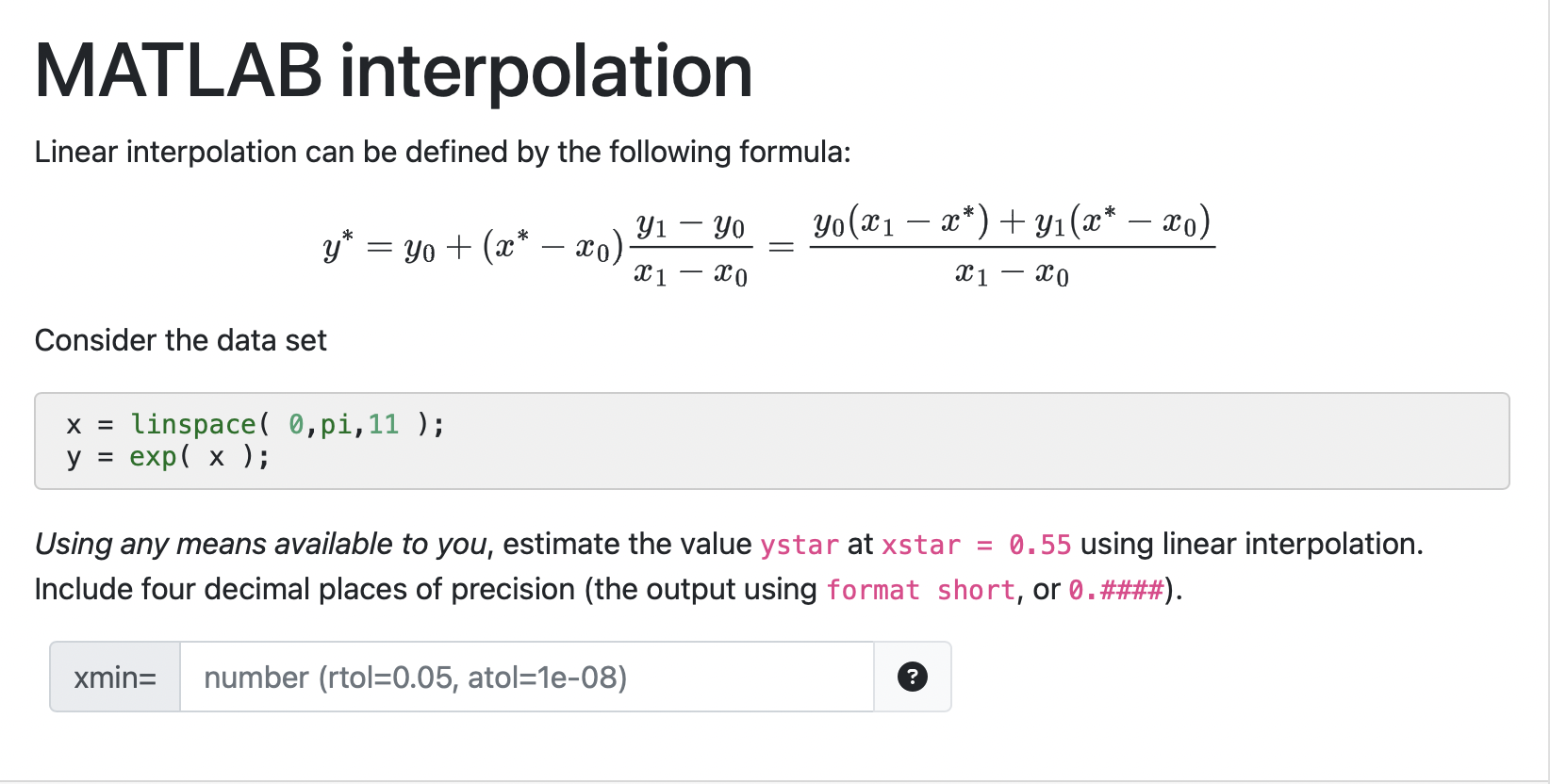 Solved MATLAB Interpolation Linear Interpolation Can Be Chegg