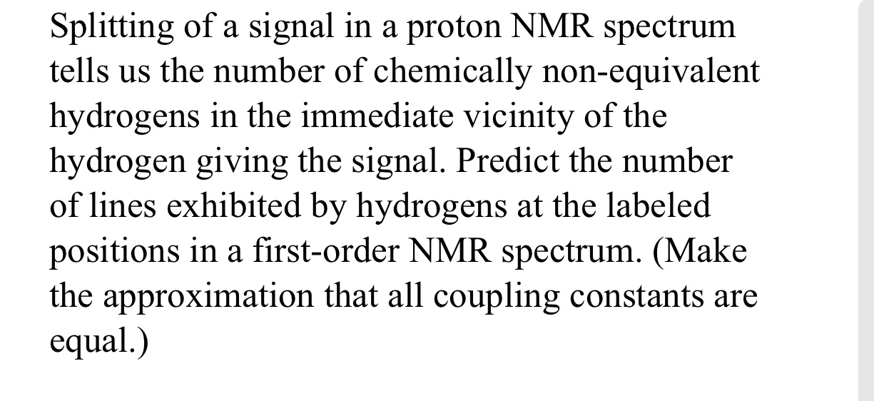 Solved Splitting of a signal in a proton NMR spectrum tells | Chegg.com