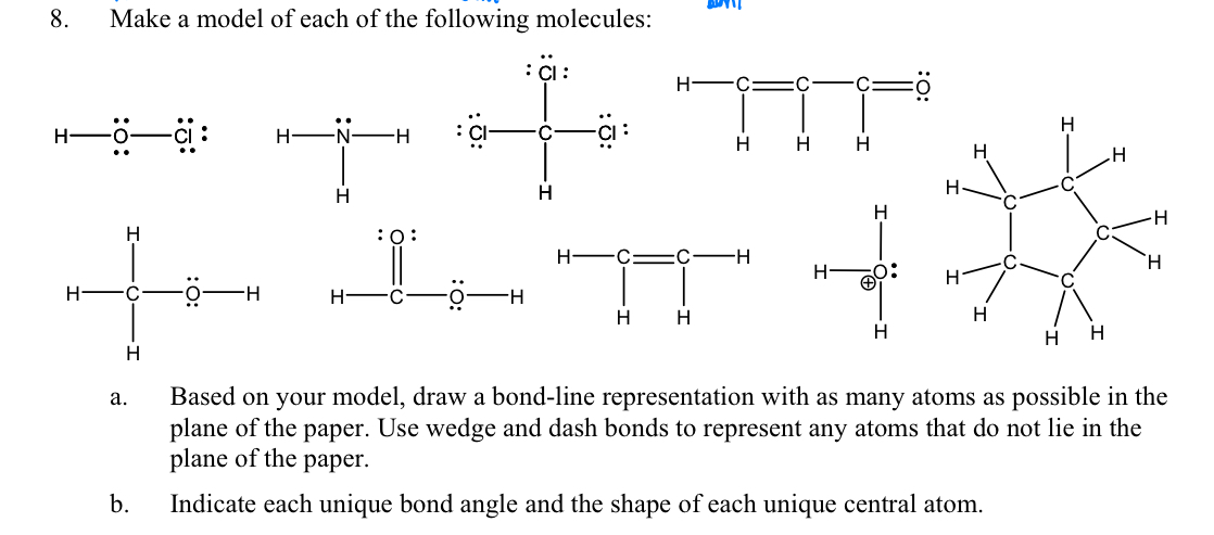 Solved 8. Make a model of each of the following molecules: | Chegg.com