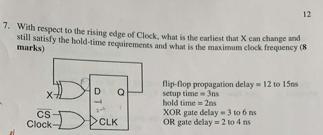 12 7. With respect to the rising edge of Clock what | Chegg.com