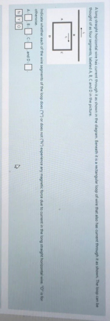 Solved A long straight horizontal wire has current through | Chegg.com