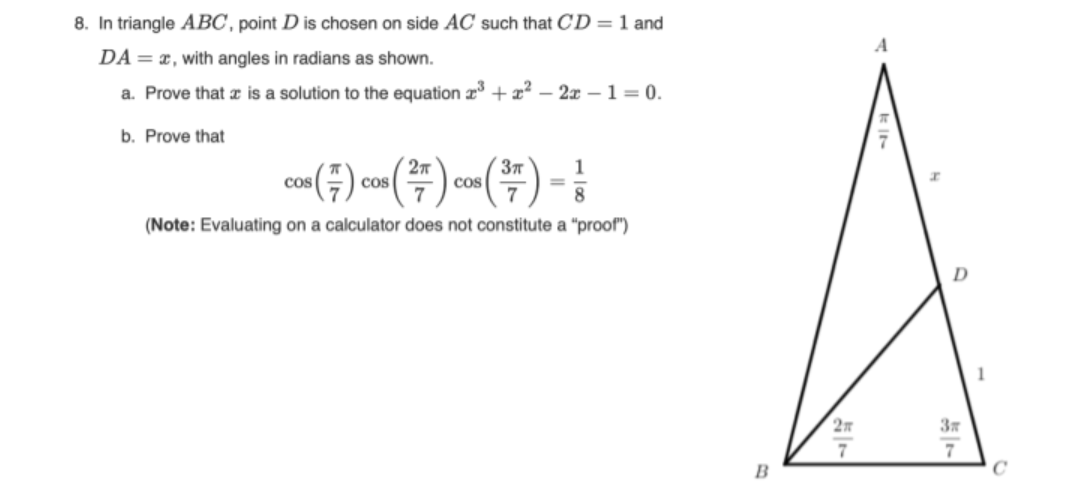 Solved 8. In triangle ABC, point D is chosen on side AC such | Chegg.com