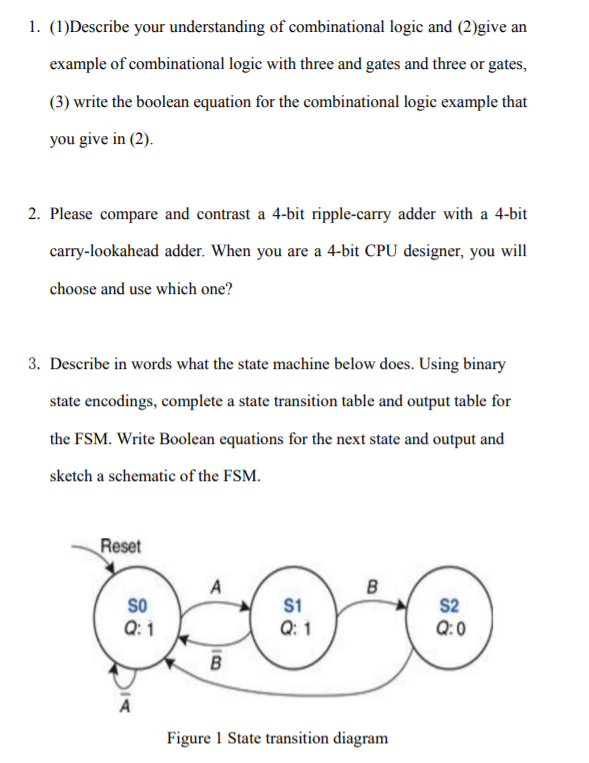 Solved 1. (1)Describe your understanding of combinational | Chegg.com