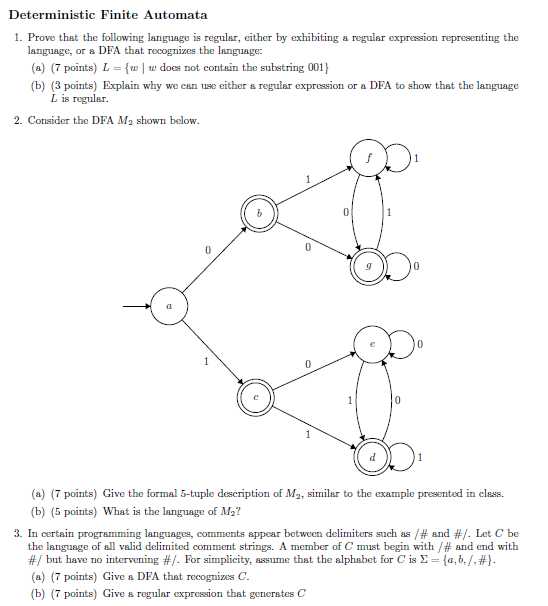 Solved Deterministic Finite Automata 1. Prove that the | Chegg.com
