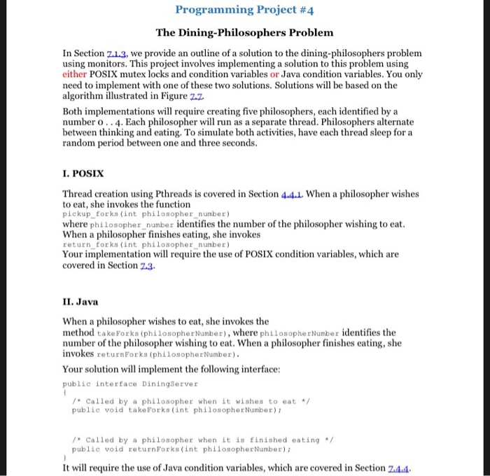 Solved Programming Project 4 The Dining Philosophers 