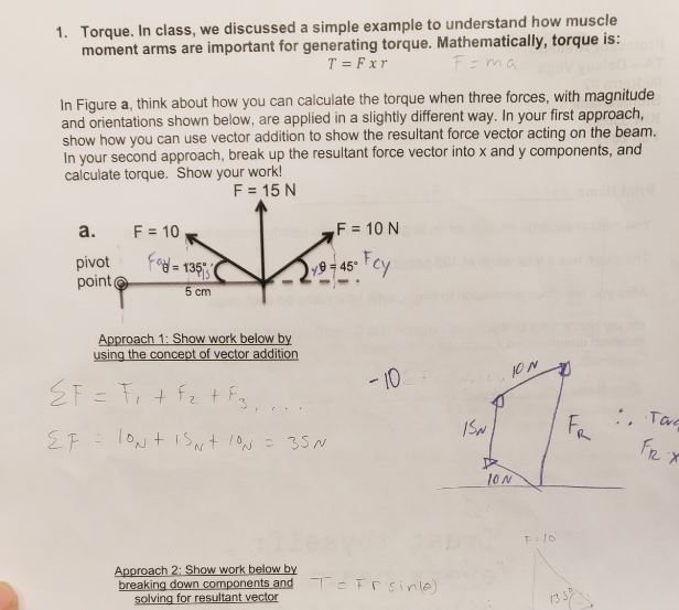 Solved 1. Torque. In class, we discussed a simple example to | Chegg.com