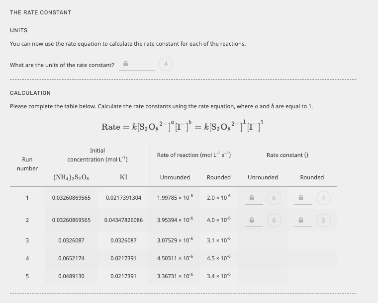 Solved THE RATE CONSTANT UNITS You can now use the rate | Chegg.com