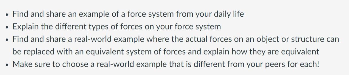Solved - Find and share an example of a force system from | Chegg.com