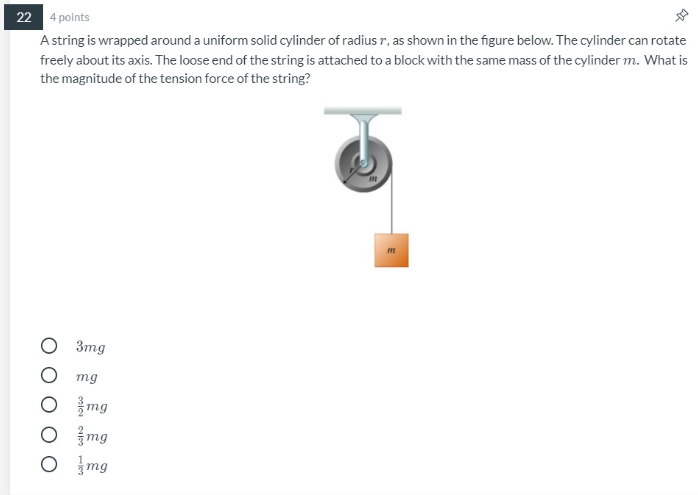 Solved -109 22 4 points A string is wrapped around a uniform | Chegg.com