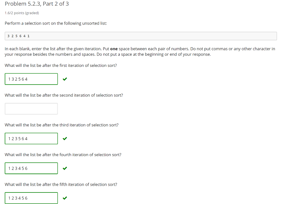 Solved Problem 5.2.3, Part 2 of 3 1.6/2 points (graded) | Chegg.com