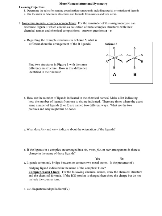 Solved More Nomenclature and Symmetry Learning Objectives: | Chegg.com