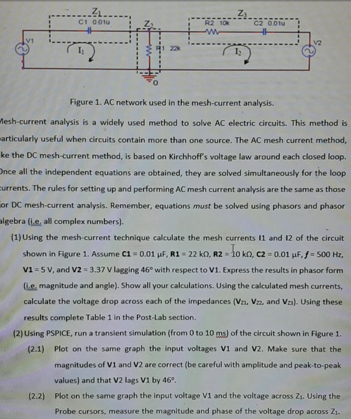Solved Figure 1. AC network used in the mesh-current | Chegg.com