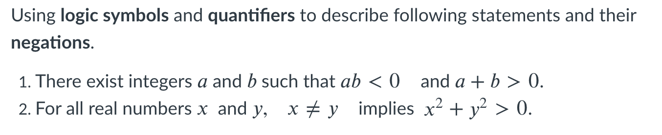 Solved Using logic symbols and quantifiers to describe | Chegg.com