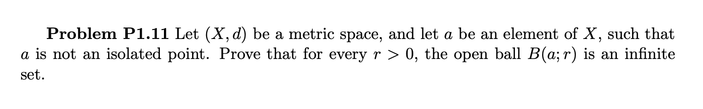 Solved Problem P1.11 Let (X,d) be a metric space, and let a | Chegg.com