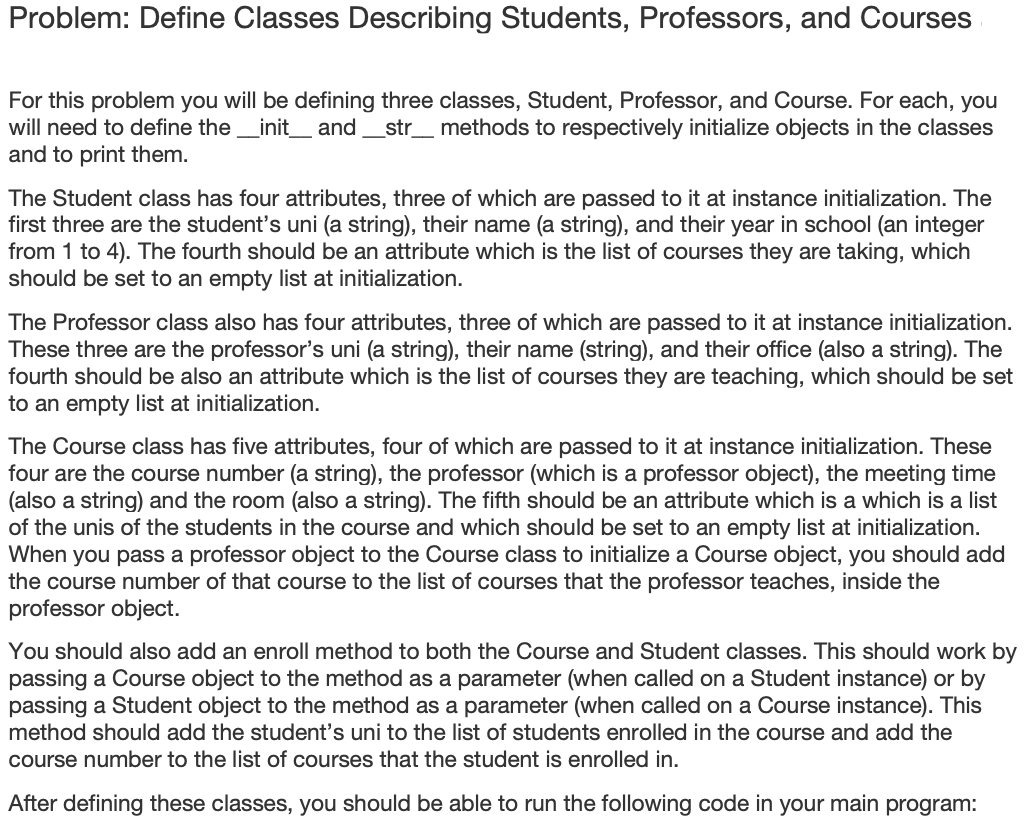 Solved Problem: Define Classes Describing Students, | Chegg.com