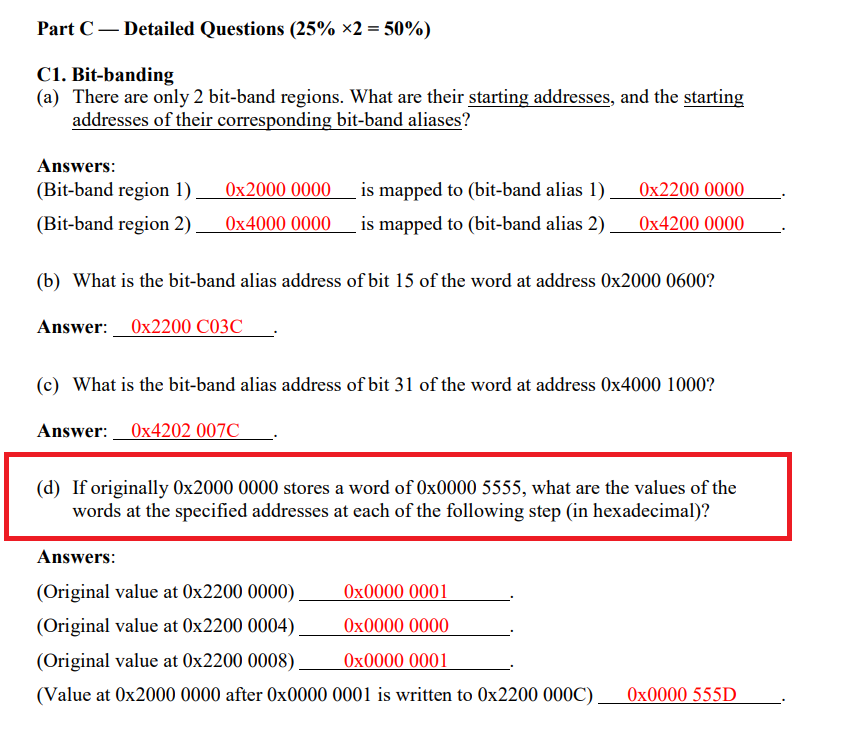 Ask for explanation about bit-banding I dont | Chegg.com