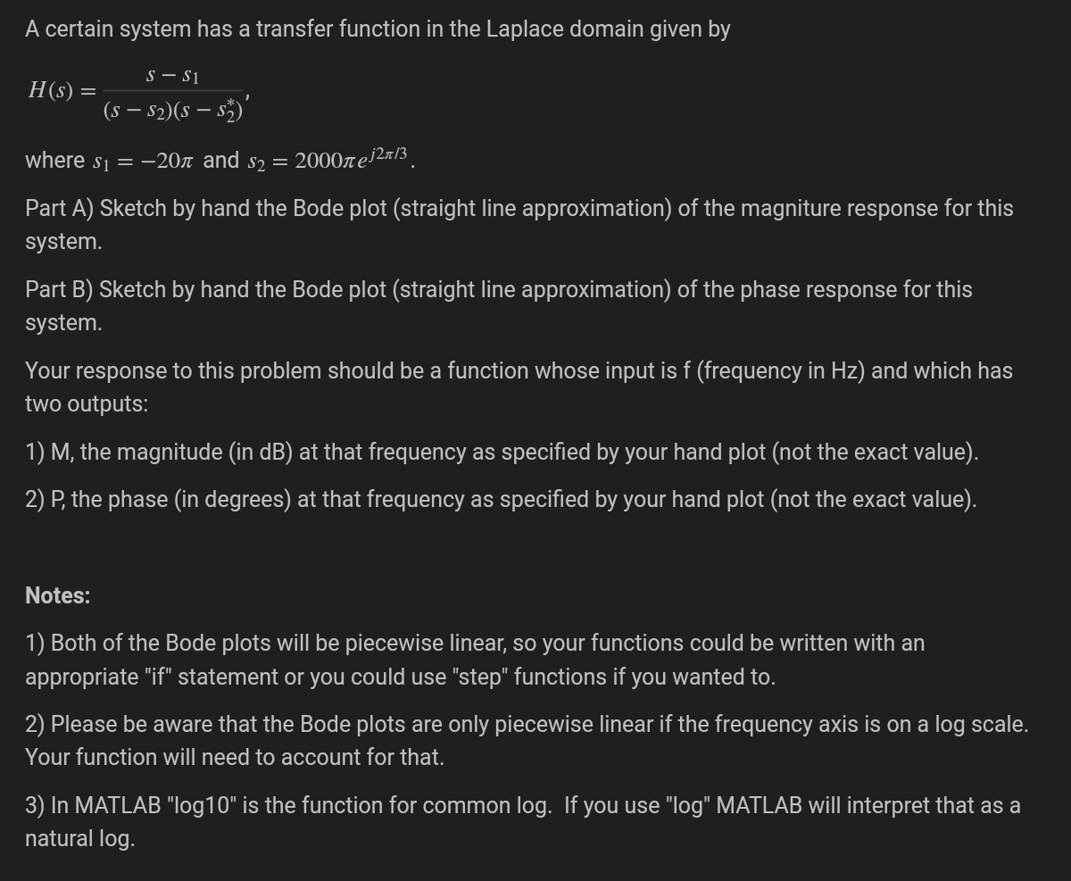 Solved A certain system has a transfer function in ﻿the | Chegg.com