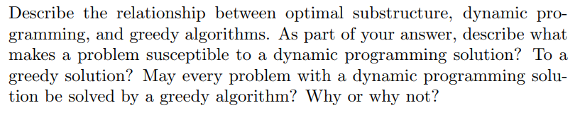Solved Describe the relationship between optimal | Chegg.com