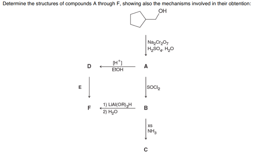 Solved Determine the structures of compounds A through F, | Chegg.com