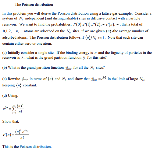 The Poisson distribution In this problem you will | Chegg.com