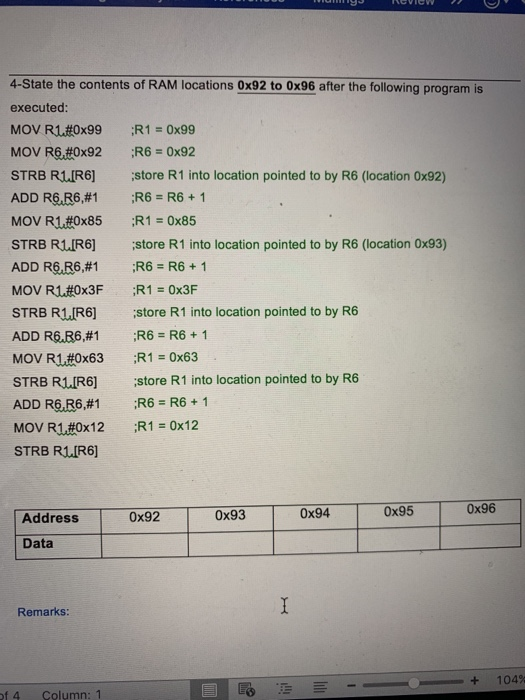 Solved 4-State the contents of RAM locations 0x92 to Ox96 | Chegg.com