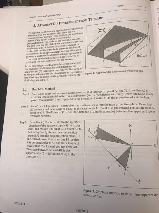 Lab 9: True and Apparent Dip GEOL 314: Structural | Chegg.com