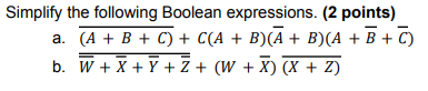 Solved Simplify the following Boolean expressions. (2 | Chegg.com