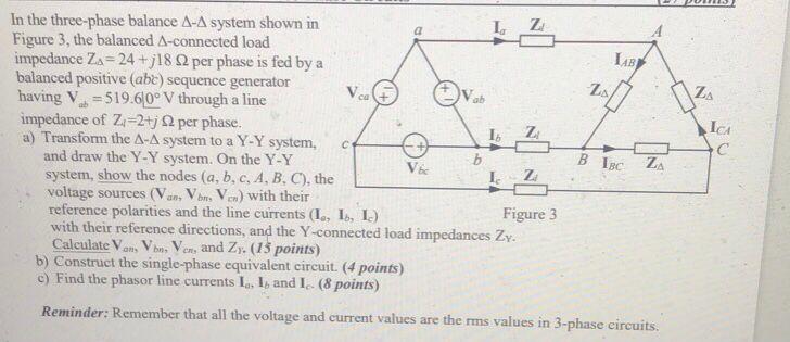 Solved LABY Vol 2 ZA In the three-phase balance A-A system | Chegg.com