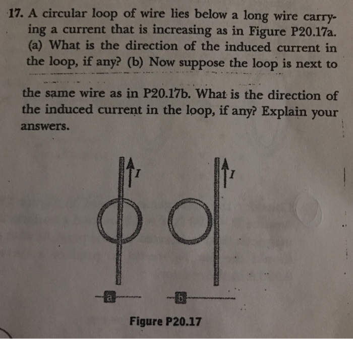 Solved A circular loop of wire lies below a long wire | Chegg.com