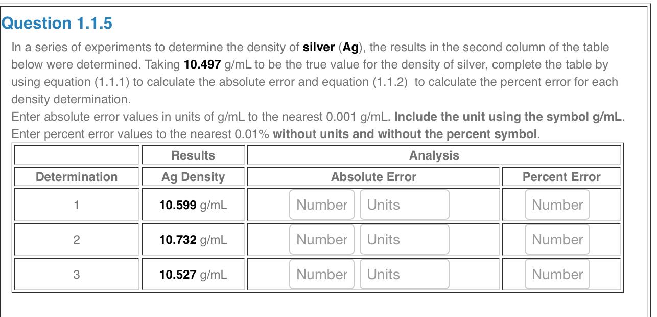 Solved In a series of experiments to determine the density | Chegg.com