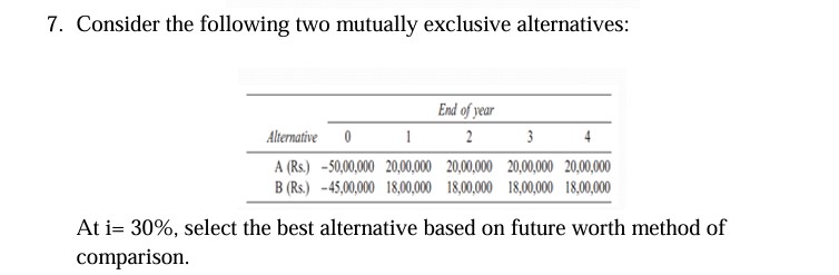 Solved 7. ﻿Consider the following two mutually exclusive | Chegg.com
